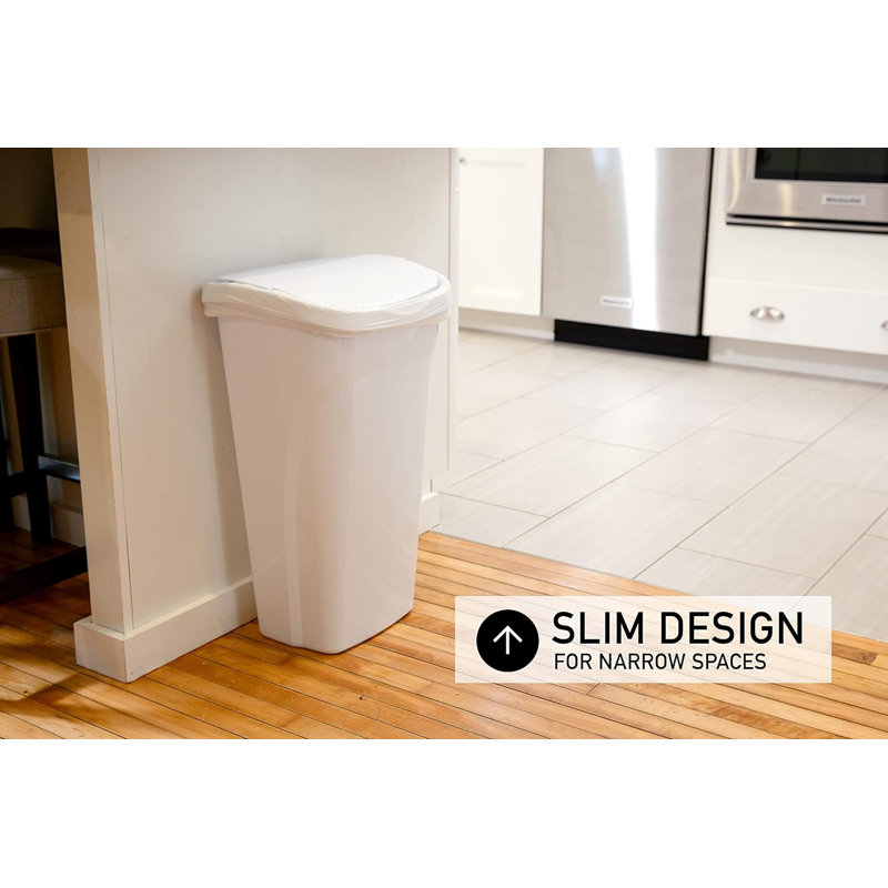 United Solutions Kitchen Trash Can, 10 Gal, 2 Pack, Dual Swing Lid, White | Wayfair